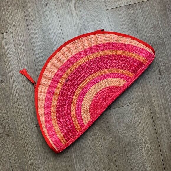 Vintage | Bags | Vintagegenie Clamshell Purse Clutch Straw Stripe Pink ...